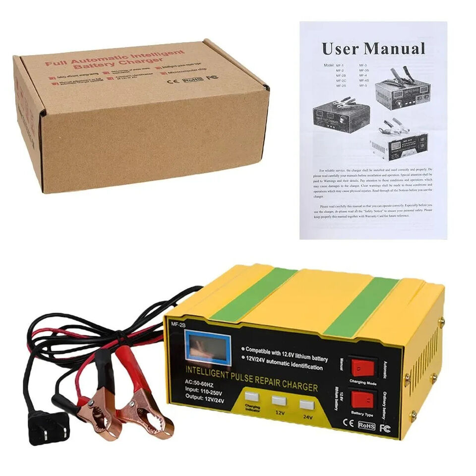 12V/24V Smart Automatic Pulse Repair Car Battery Charger MF-2B ...