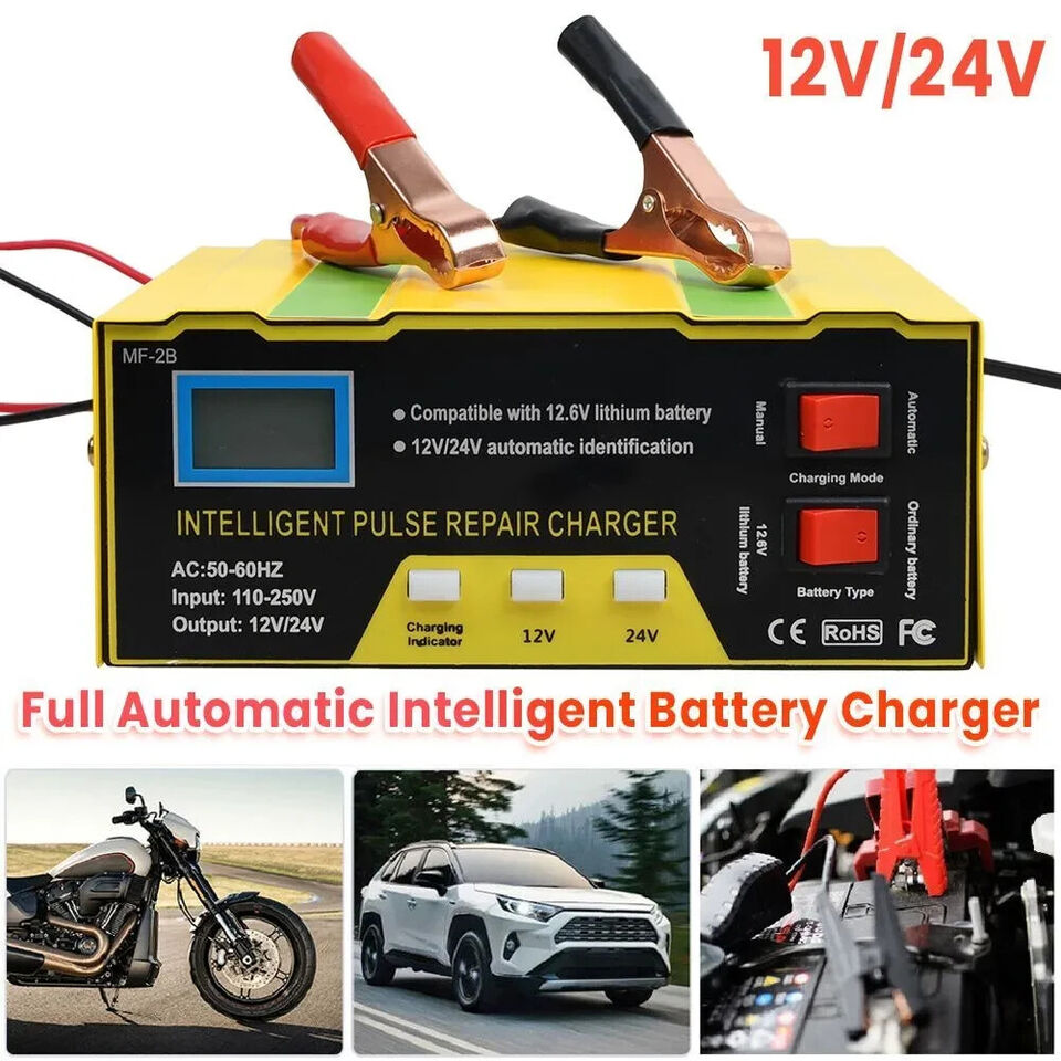 12V/24V Smart Automatic Pulse Repair Car Battery Charger MF-2B ...